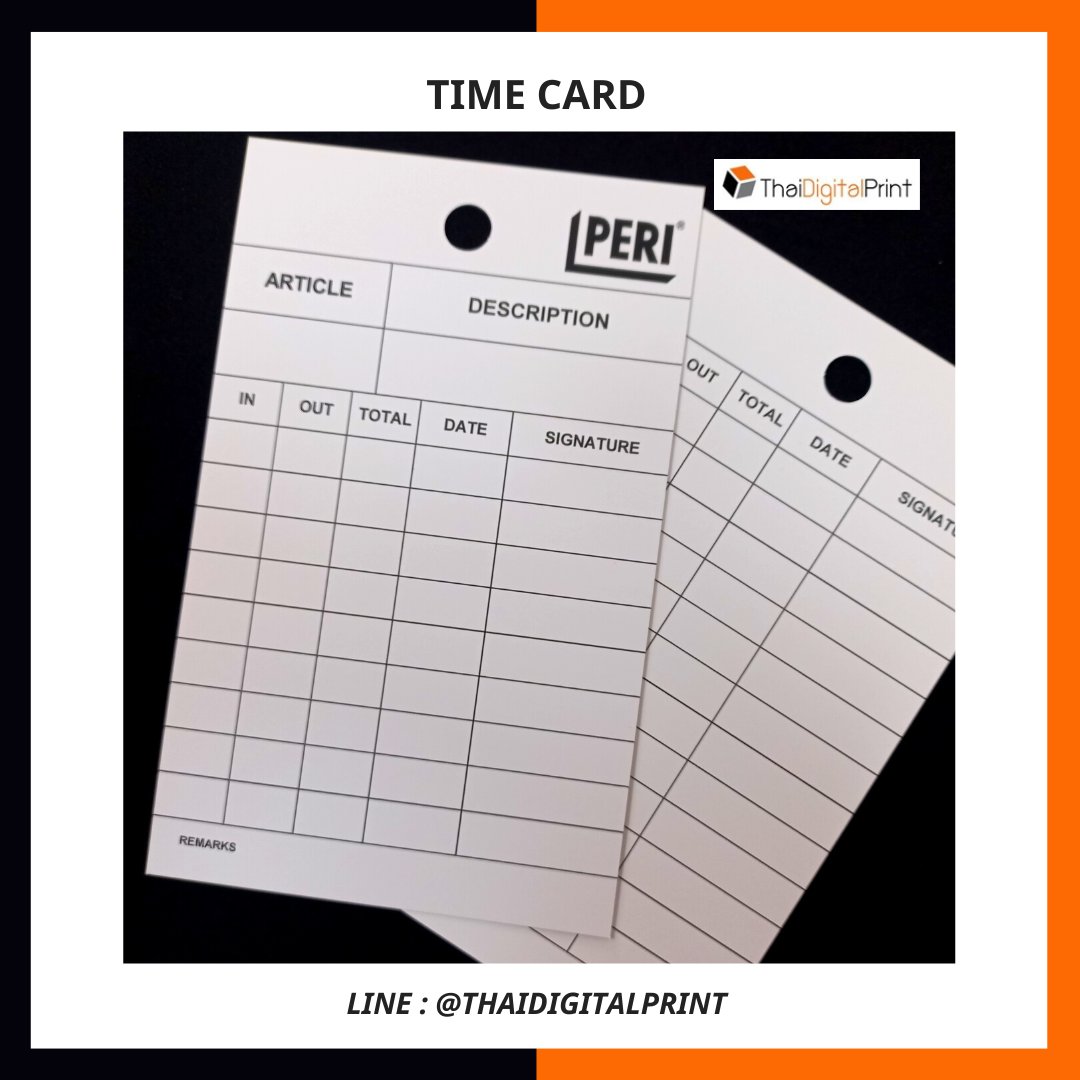 ผลงานพิมพ์ "TIME CARD" - โรงพิมพ์ด่วน ThaiDigitalPrint